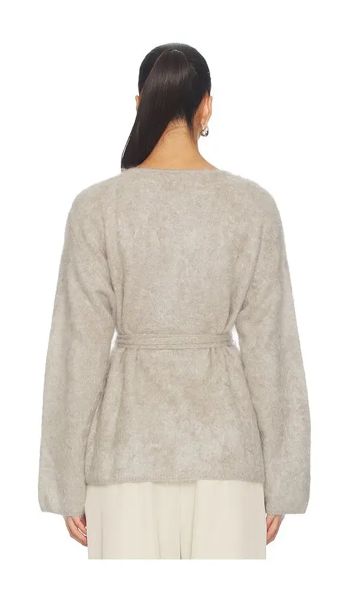 Soft Goat Brushed Cardigan In Light Grey