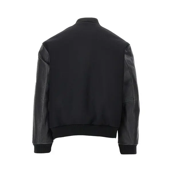 Emporio Armani Wool Bomber Jacket With Leather Sleeves