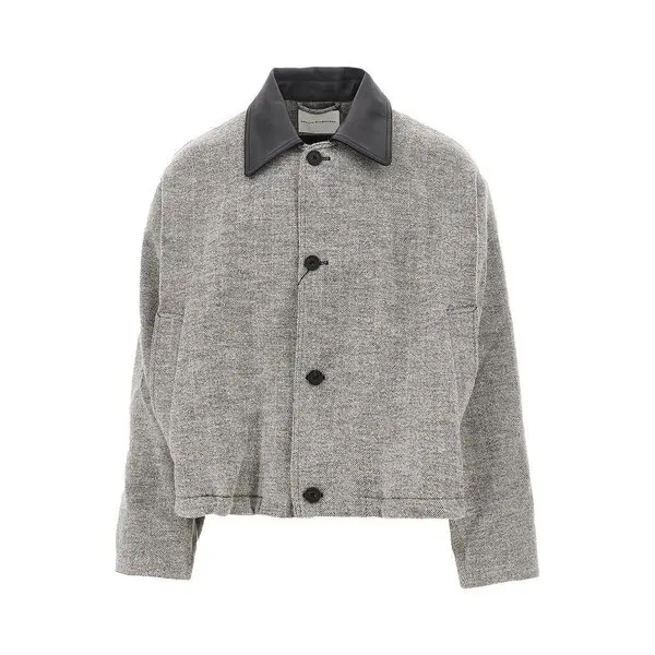Studio Nicholson Giacca 'howth' In Lana Con Colletto In Pelle An