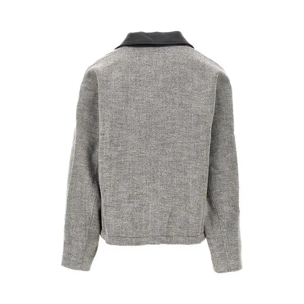 Studio Nicholson Giacca 'howth' In Lana Con Colletto In Pelle An
