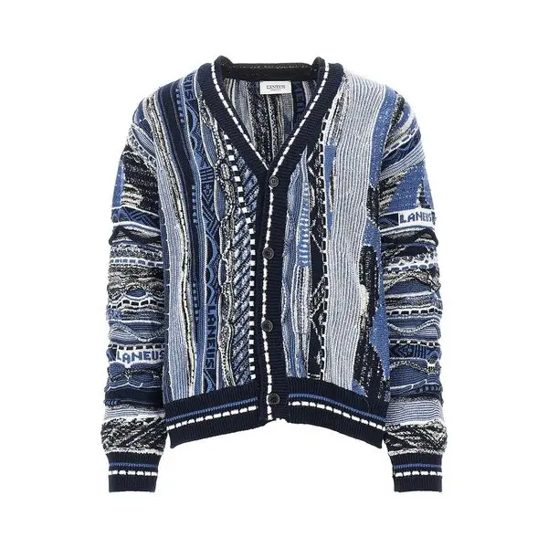 LANEUS Cardigan In Maglia Jacquard - Blue