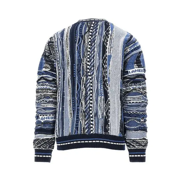 LANEUS Cardigan In Maglia Jacquard - Blue