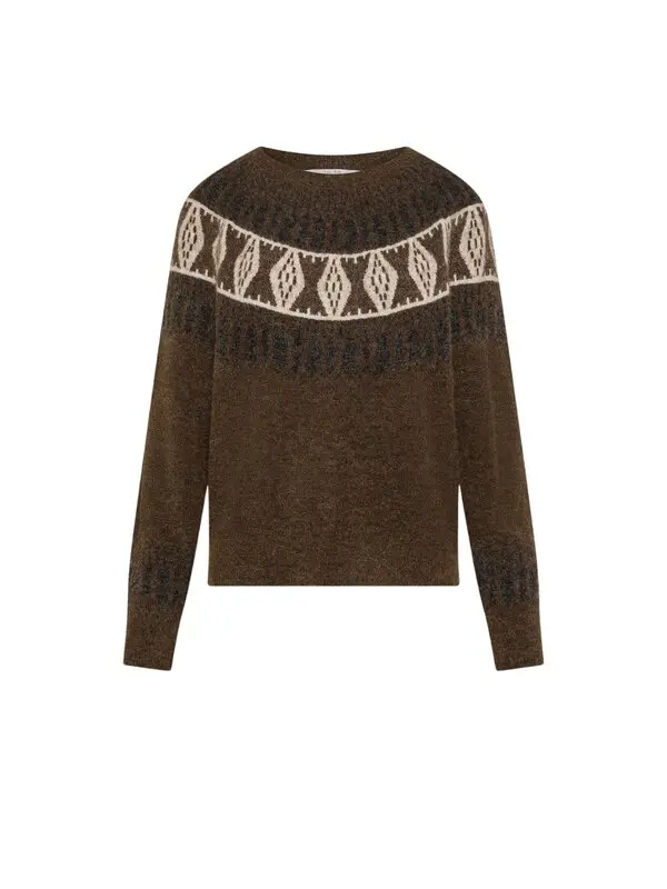 SEVENTY VENEZIA Jacquard Crewneck - Brown