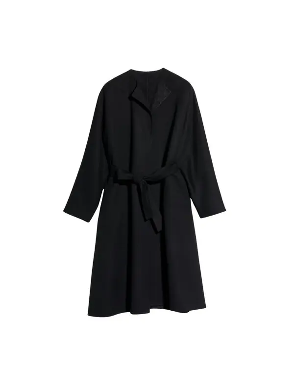Gucci Long Silk And Wool Coat With Gg Inside