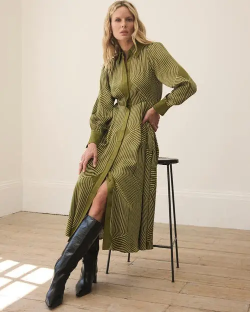 Mint Velvet Satin Printed Midi Shirt Dress