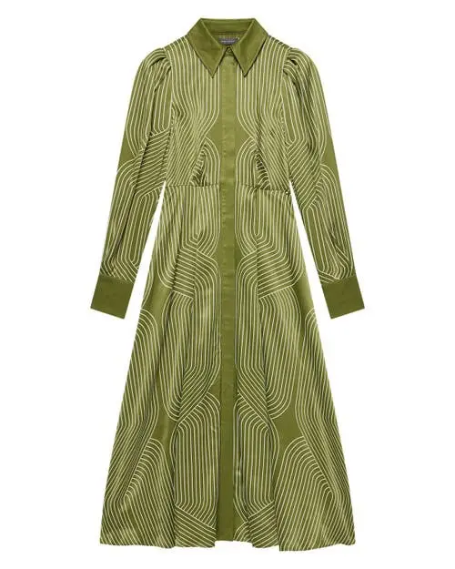 Mint Velvet Satin Printed Midi Shirt Dress