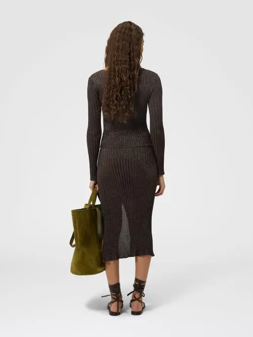 Missoni Ribbed Viscose Lamé V-neck Sweater