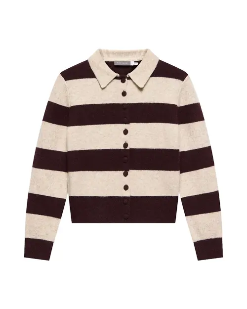 Mint Velvet Striped Knit Jumper Collared Pullover Sweater With Long Sleeve