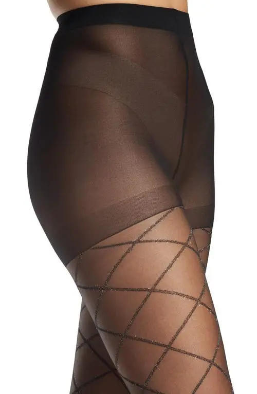 MEMOI Metallic Diamond Sheer Tights