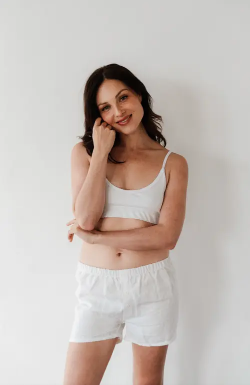 HEAVENLY ESSENTIALS 100% Organic Linen Boxer Shorts - White