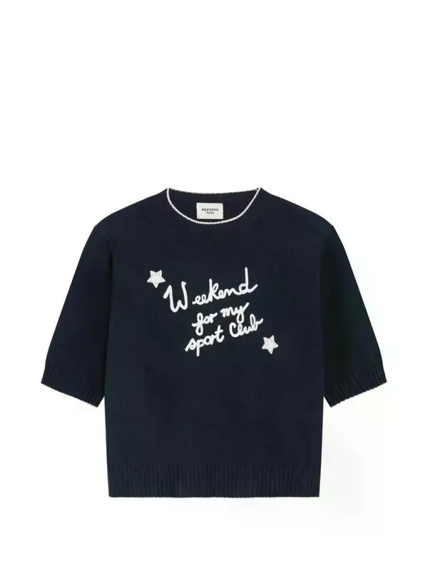 Max Mara Embroidered Short-sleeve Sweater