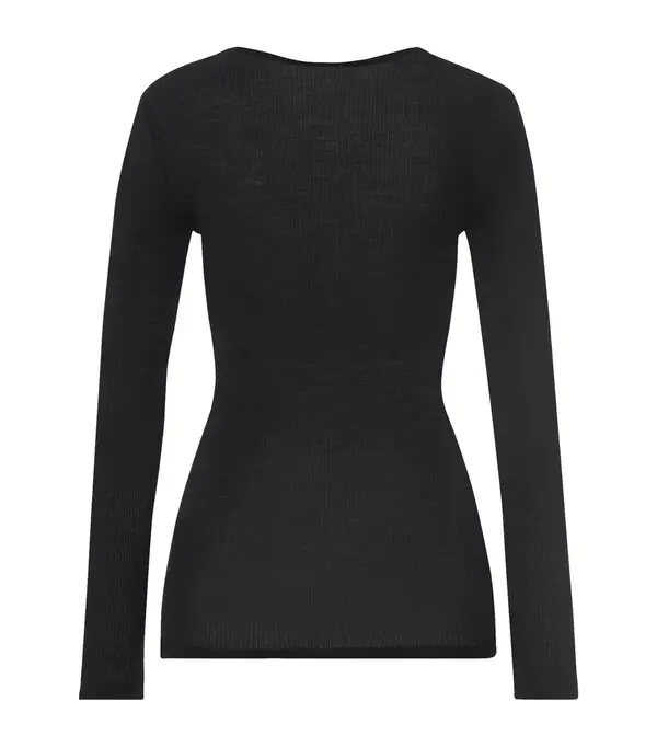 Hanro Wool-silk Lace-v-neck Top