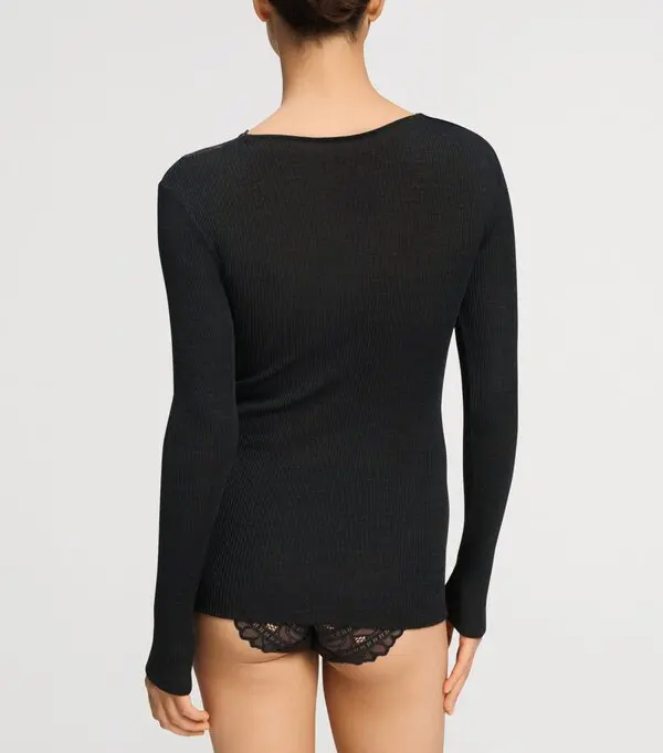 Hanro Wool-silk Lace-v-neck Top