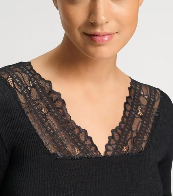 Hanro Wool-silk Lace-v-neck Top