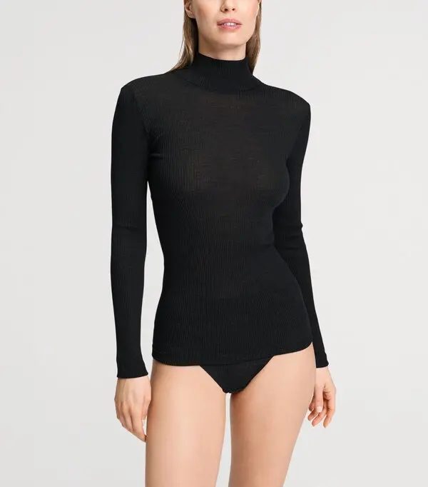 Hanro Wool-silk Funnel-neck Top