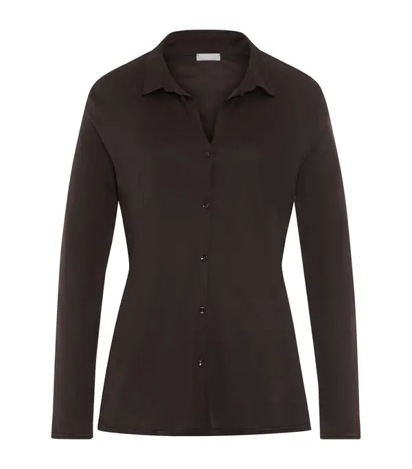 Hanro Modal-silk Grand Central Pyjama Shirt - Brown