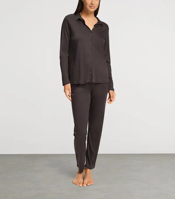 Hanro Modal-silk Grand Central Pyjama Shirt - Brown