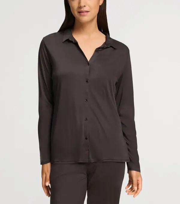 Hanro Modal-silk Grand Central Pyjama Shirt - Brown