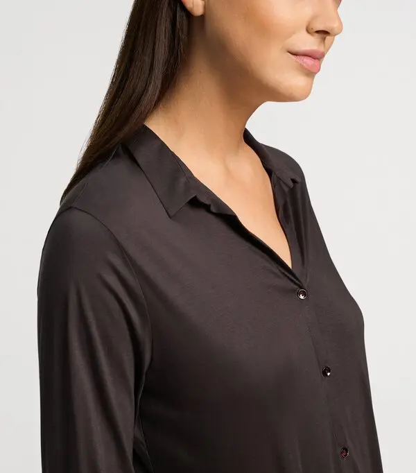 Hanro Modal-silk Grand Central Pyjama Shirt - Brown