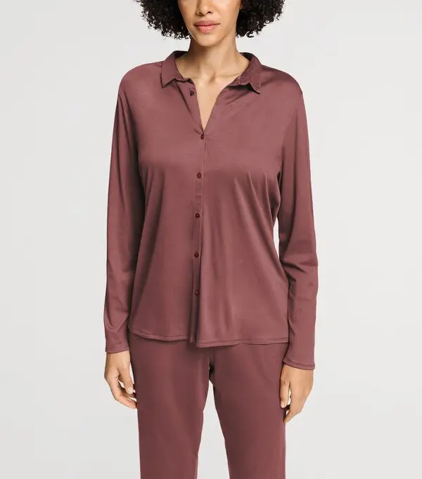 Hanro Modal-silk Grand Central Pyjama Shirt - Red