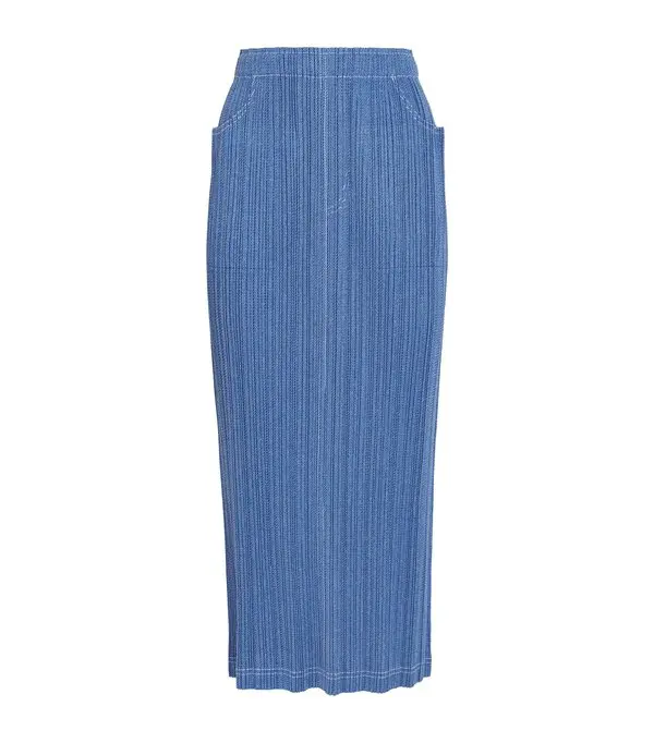 Issey Miyake Cotton Denim Midi Skirt