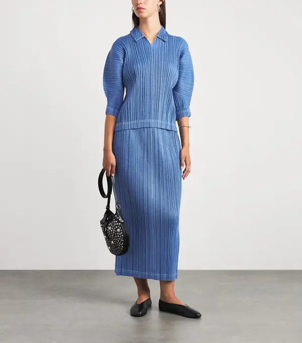 Issey Miyake Cotton Denim Midi Skirt