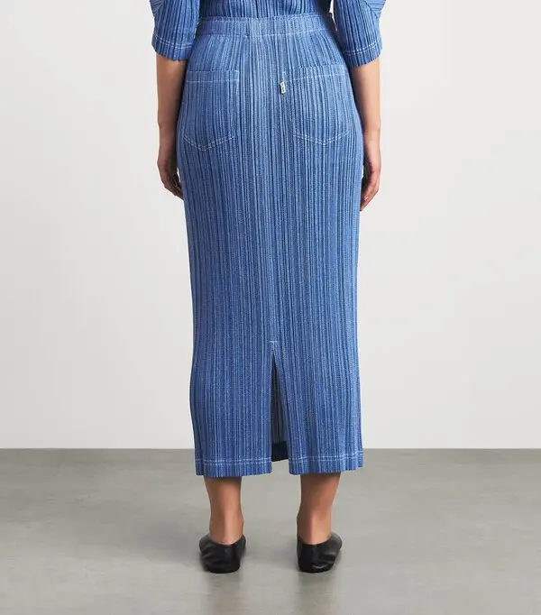Issey Miyake Cotton Denim Midi Skirt