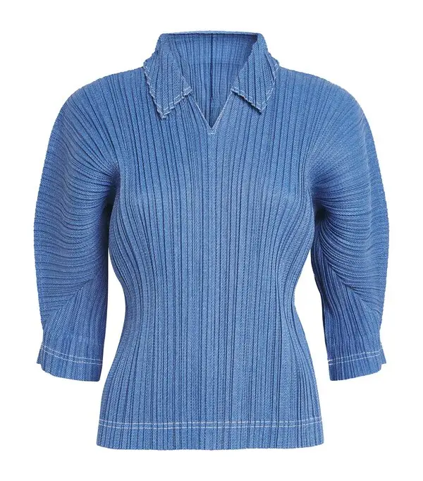 Issey Miyake Cotton Denim Collared Top
