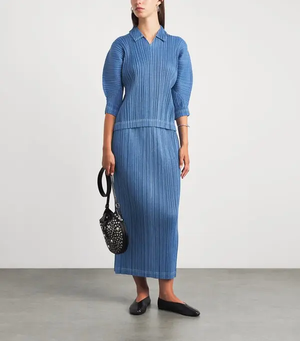 Issey Miyake Cotton Denim Collared Top