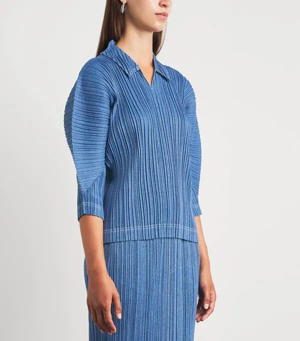 Issey Miyake Cotton Denim Collared Top