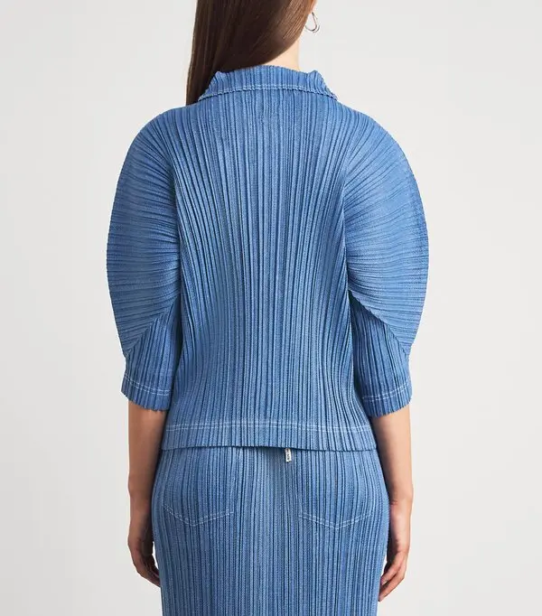 Issey Miyake Cotton Denim Collared Top