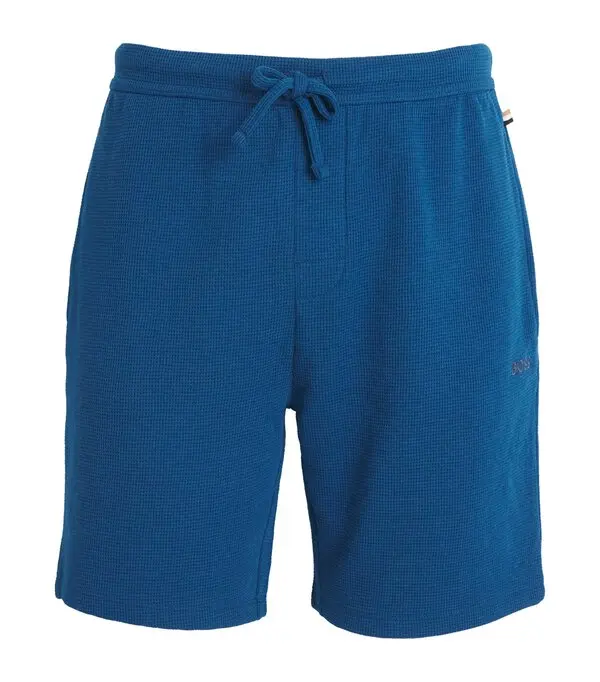 BOSS Waffle-knit Logo Shorts - Blue