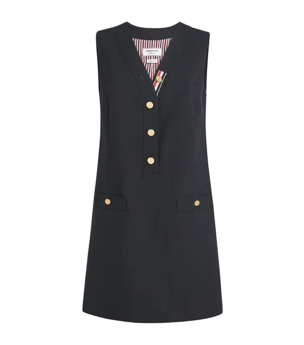 Thom Browne Virgin Wool Cardigan Mini Dress - Navy
