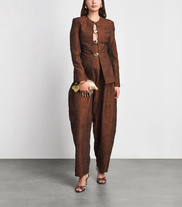 CHRISTIE BROWN Appliqué High-waisted Tapered Trousers