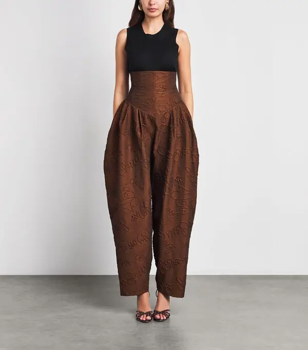 CHRISTIE BROWN Appliqué High-waisted Tapered Trousers