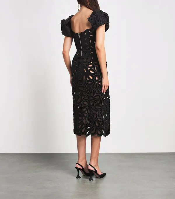 CHRISTIE BROWN Embroidered Cut-out Midi Dress