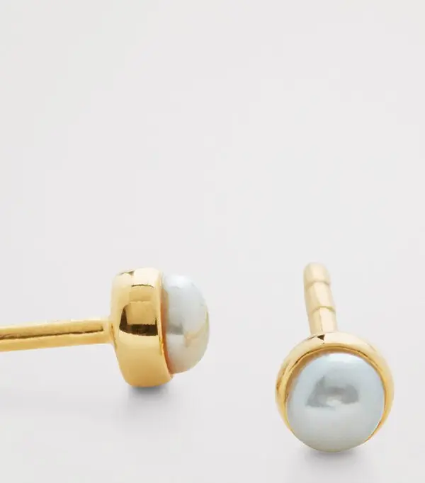 Monica Vinader Mini Gold Vermeil And Pearl Stud Earrings
