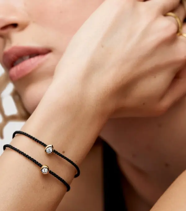 Monica Vinader Gold Vermeil And Diamond Cord Bracelet - Black