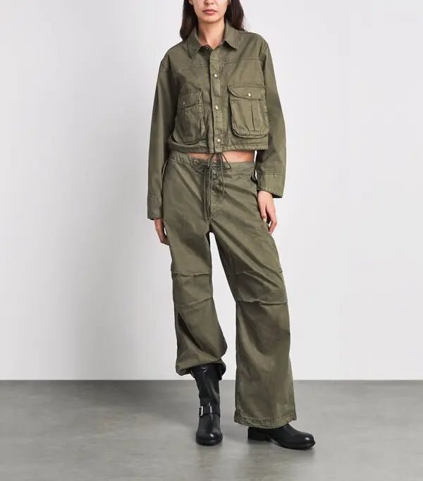 RE-DONE Cotton-blend Cropped Jessie Military Jacket