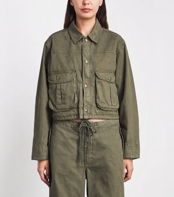 RE-DONE Cotton-blend Cropped Jessie Military Jacket
