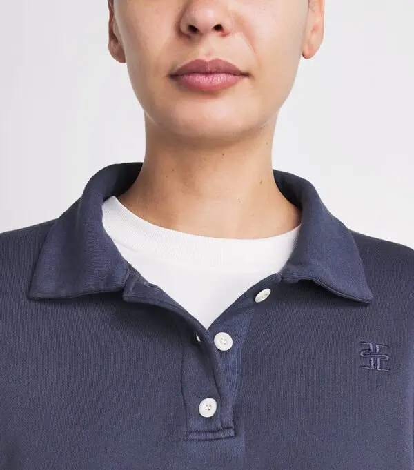Eterne Cotton-blend Cropped Polo Sweatshirt