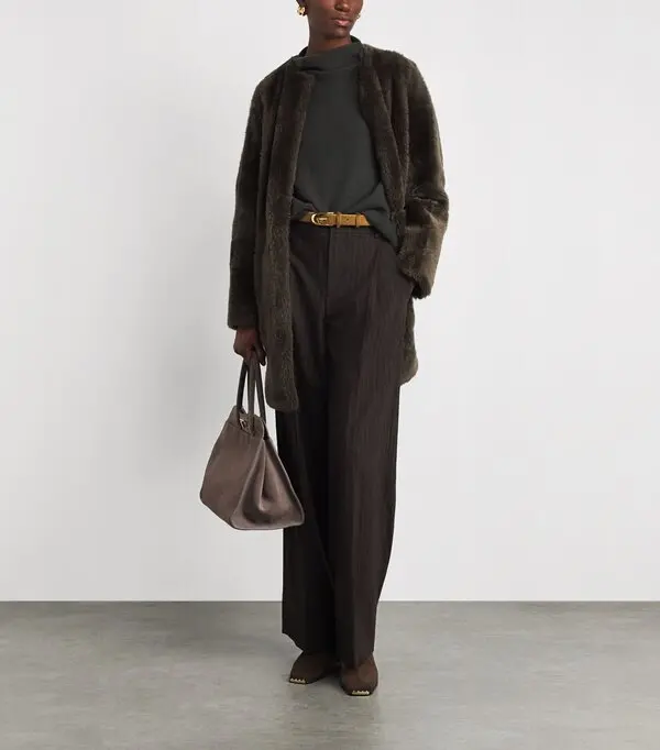Vince Stripe Tailored Trousers - Brown