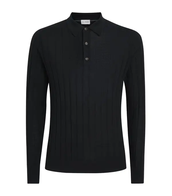 Pal Zileri Wool Ribbed Long-sleeve Polo Shirt