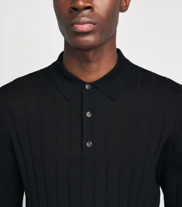 Pal Zileri Wool Ribbed Long-sleeve Polo Shirt