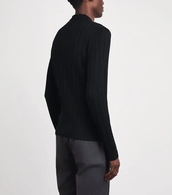 Pal Zileri Wool Ribbed Long-sleeve Polo Shirt