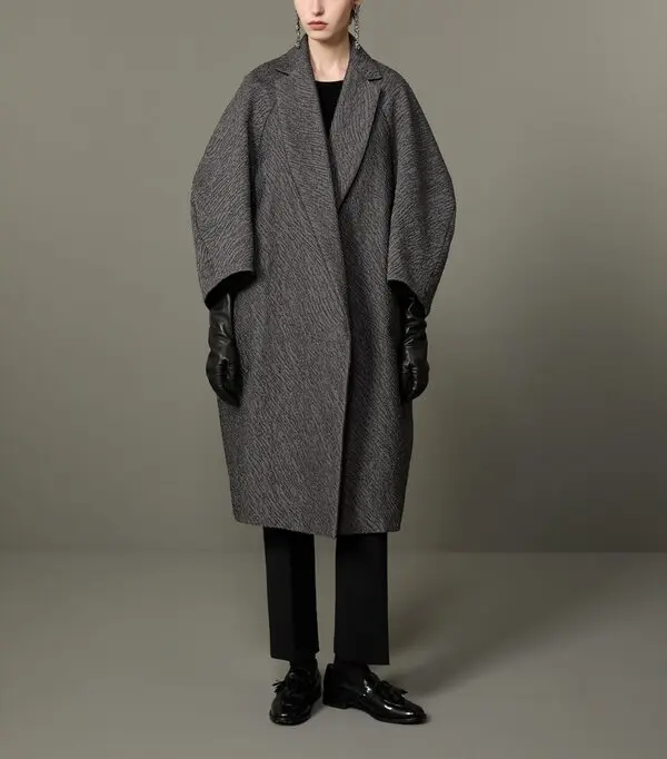 Max Mara Wool-blend Jacquard Cape Coat