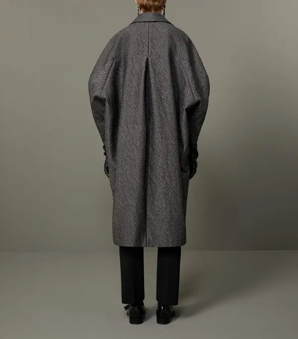 Max Mara Wool-blend Jacquard Cape Coat