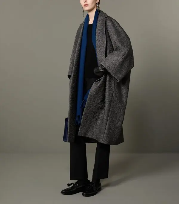 Max Mara Wool-blend Jacquard Cape Coat