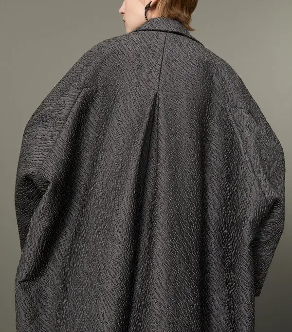 Max Mara Wool-blend Jacquard Cape Coat