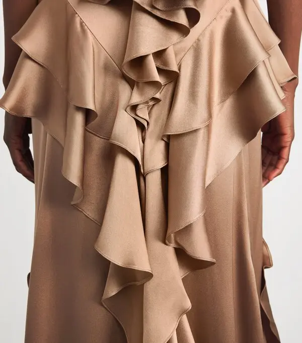 Gabriela Hearst Silk Satin Ruffled Spiral Maxi Dress